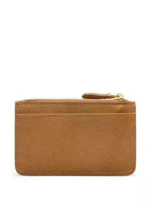 Prada Saffiano And Smooth Leather Card Holder - Neutrals