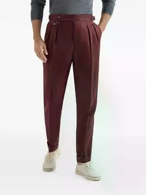 Brunello Cucinelli Linen And Virgin Wool Trousers - Red