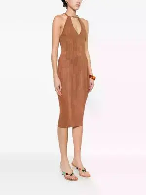 Elisabetta Franchi Knit Dress With Golden Necklace Detail
