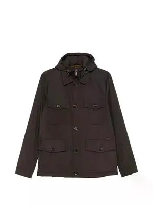 MOORER Button Hooded Jacket - Brown