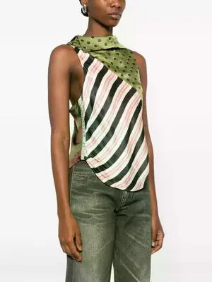 JEAN PAUL GAULTIER Printed Cowl-neck Tank Top