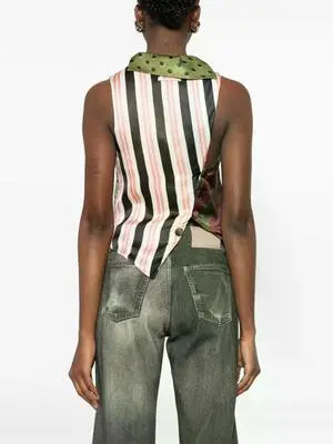 JEAN PAUL GAULTIER Printed Cowl-neck Tank Top