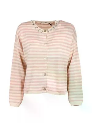 Seventy Striped Neck-embellished Cardigan