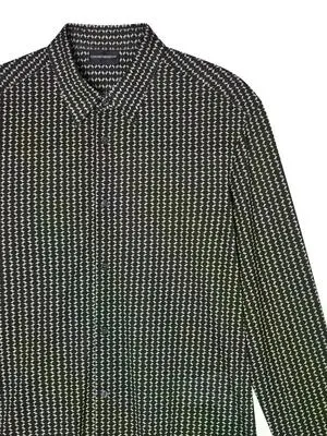 Emporio Armani Lyocell-blend Jersey Shirt With All-over Micro-pattern Print - Black