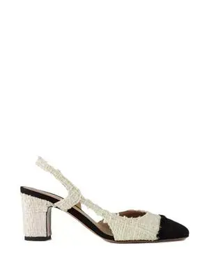 FESTA MILANO Bouclé Fringed Slingback Sandals