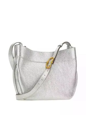 GIANNI CHIARINI Hammered Selena Leather Shoulder Bag - Silver