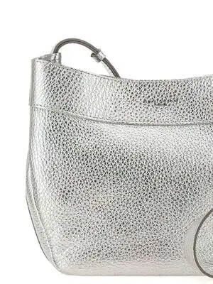 GIANNI CHIARINI Hammered Selena Leather Shoulder Bag - Silver