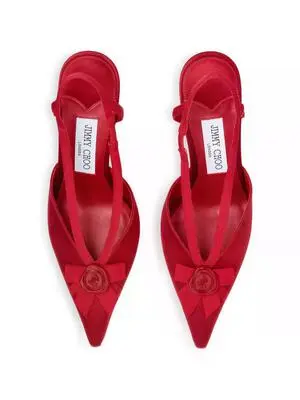 JIMMY CHOO Faya 95 Slingback Pumps With Bow Detailing - Red