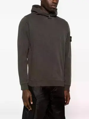 Stone Island Hooded Button Sweatshirt - Grey