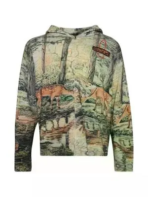 WHO DECIDES WAR Deer-print Hooded Hoodie