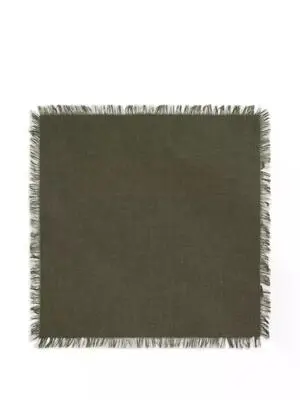 Eric Bompard Fringed Twill Square Scarf - Green