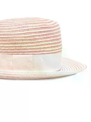 Eleventy Striped Ribbon Hat - Pink