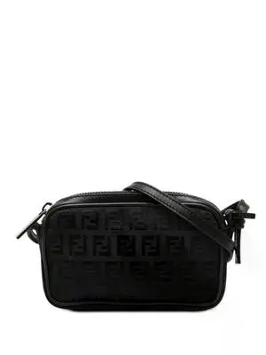 Fendi 2000-2010 Mini Zucchino Canvas Crossbody Bag - Black