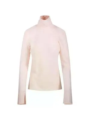 SANDBEIGE Turtleneck Split Cuff Blouse