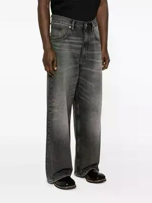 SUNFLOWER Topstitching Wide-leg Jeans - Grey