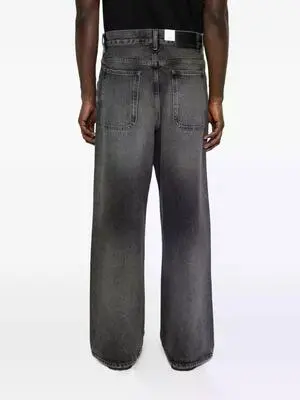 SUNFLOWER Topstitching Wide-leg Jeans - Grey