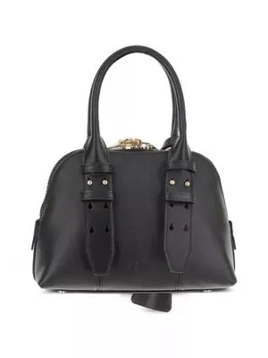 Pinko Mini Leather Tote Bag With Love Birds Logo And Padlock - Black