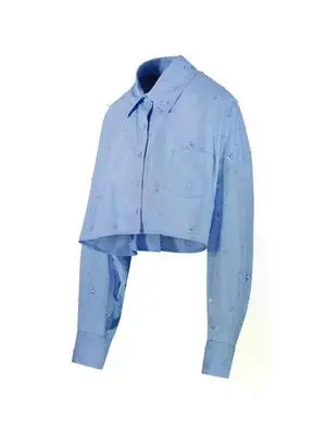 Giuseppe Di Morabito Embellished Cropped Shirt - Blue
