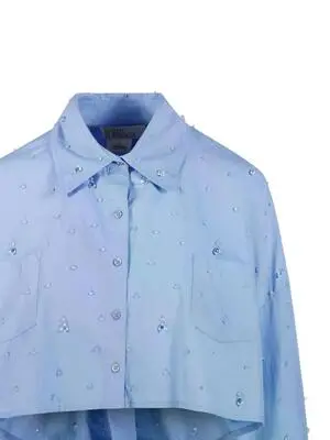 Giuseppe Di Morabito Embellished Cropped Shirt - Blue