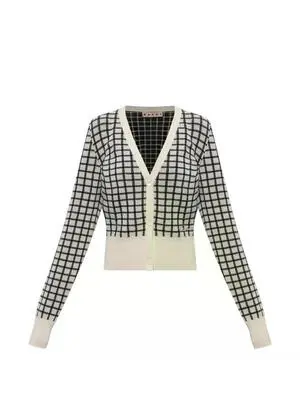 Marni Checked V-neck Cardigan