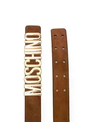 Moschino Plaque Leather Belt - Brown