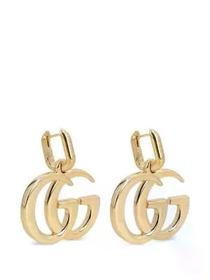 Gucci Logo Pendant Hoop Earrings - Gold