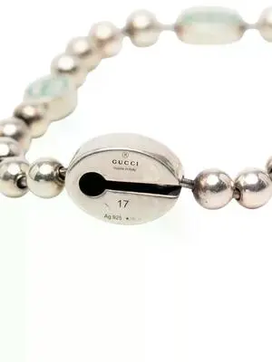 Gucci 2000-2015 Sterling Silver Interlocking G Enamel Ball Chain Bracelet
