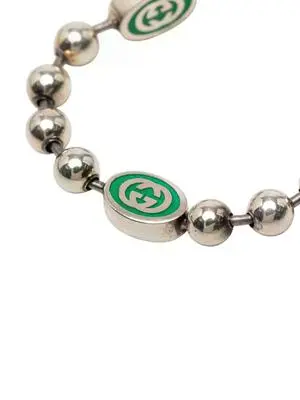 Gucci 2000-2015 Sterling Silver Interlocking G Enamel Ball Chain Bracelet
