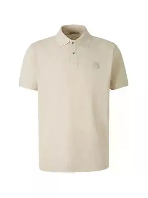 Moncler Tonal Patch Metal Button Polo Shirt