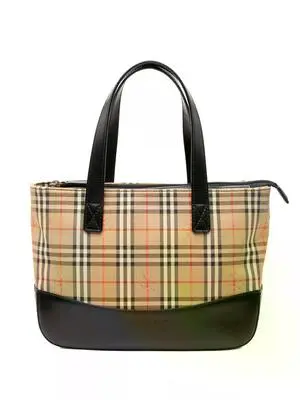 Burberry Haymarket Check Canvas Handbag - Brown
