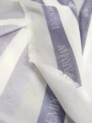 Emporio Armani Striped Scarf - White