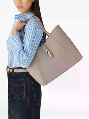 Furla Grained Leather Tote Bag With Logo Detail