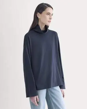 Everlane Slouchy Essential Cotton Turtleneck - Deep Navy