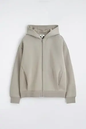 Cos Cotton-blend Piqué Zip-up Hoodie