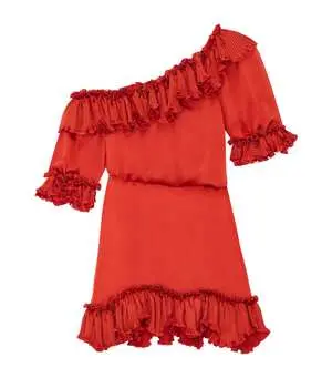 Saint Laurent Silk Ruffled Mini Dress