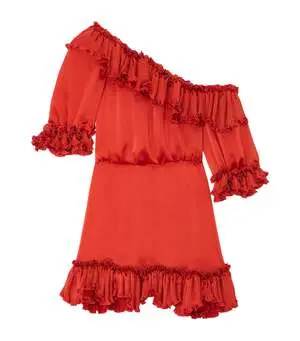 Saint Laurent Silk Ruffled Mini Dress