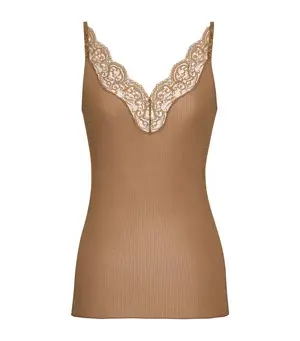 Saint Laurent Silk Lace-trim Tank Top
