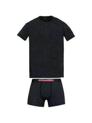 Dsquared2 Logo-print Lounge T-shirt And Boxers Set - Black