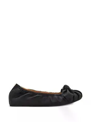 FERRAGAMO Bow-detail Draped Ballet Flats - Black