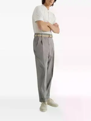 Brunello Cucinelli Linen, Virgin Wool And Mohair Gabardine Double Pleat Trousers