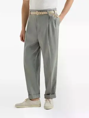 Brunello Cucinelli Linen, Virgin Wool And Mohair Gabardine Double Pleat Trousers