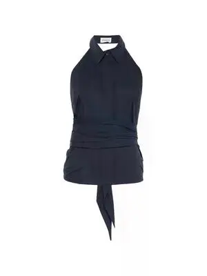P.a.r.o.s.h Pleated Halterneck Top - Blue