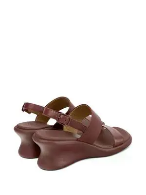 Camper Louise Leather Wedge Sandals - Brown