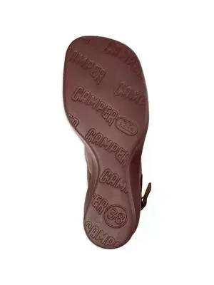 Camper Louise Leather Wedge Sandals - Brown