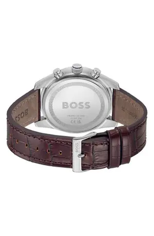 BOSS Chronograph Croc-embossed Leather Strap Watch