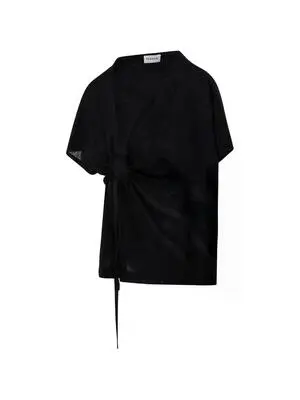 P.a.r.o.s.h Knotted V-neck Top - Black