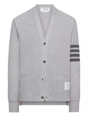 Thom Browne 4-bar Textured-pique Cardigan - Grey