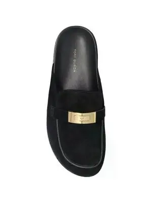Tory Burch Leelee Suede Mules With T-lock Hardware - Black