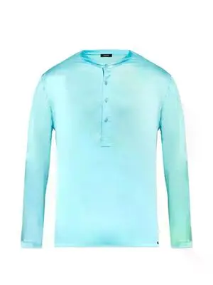 TOM FORD Button-placket Pajama Top - Blue
