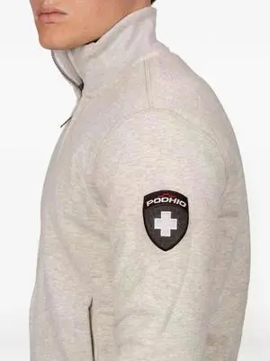 PODHIO Appliqué Zip-up Sweatshirt - Neutrals